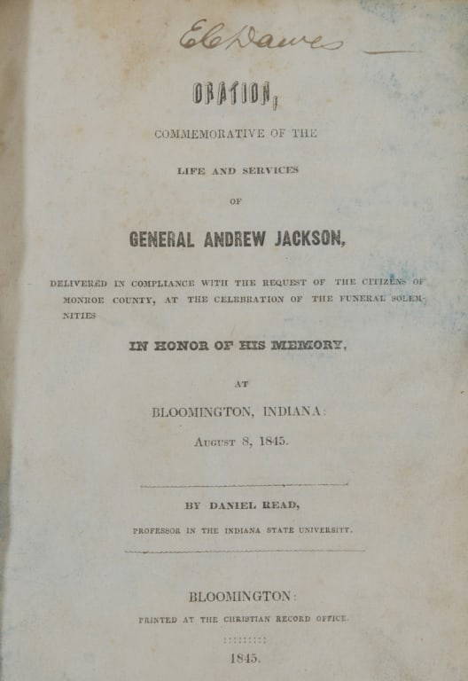 Ephraim C. Dawes - Andrew Jackson Oration 1845 Auction