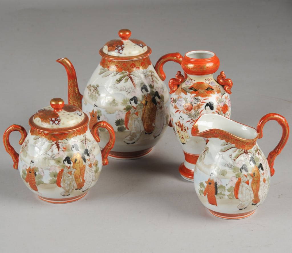 Meiji / Taisho Kutani Porcelain Tea Set Auction
