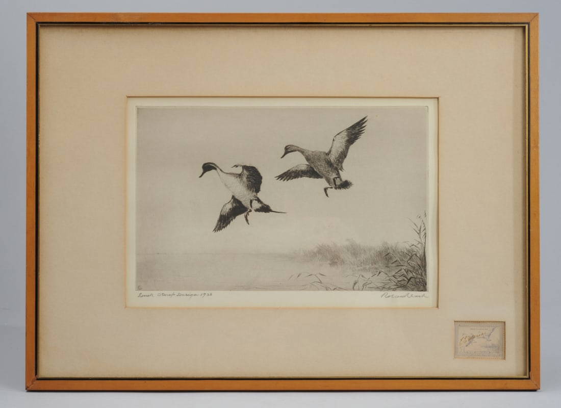 Roland Clark Duck Stamp Design Signed Etching Auction