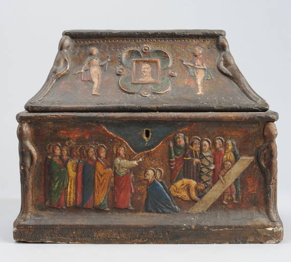 Antique Italian Polychrome Alms Box