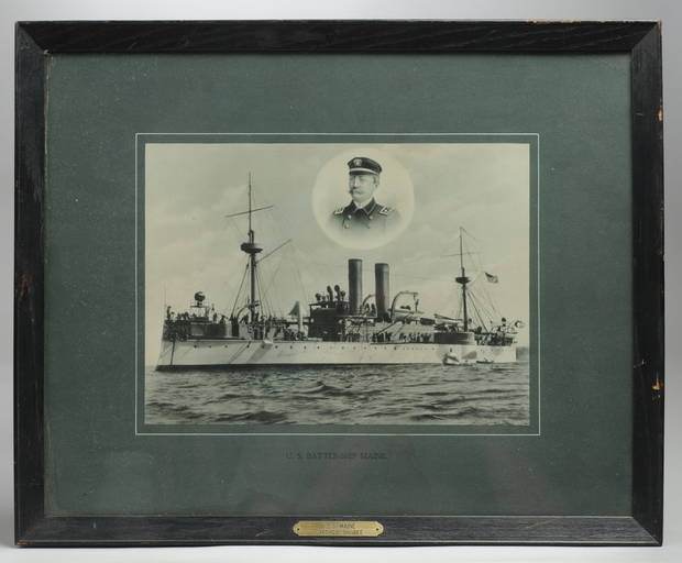 19th C. Photogravure, U.s.s. Maine, Capt. Sigsbee