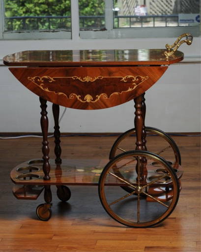 Vintage Italian Drop Leaf Tea Cart