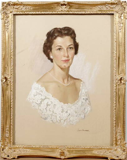 John Bohrer Pastel, Lady Wearing Pearls