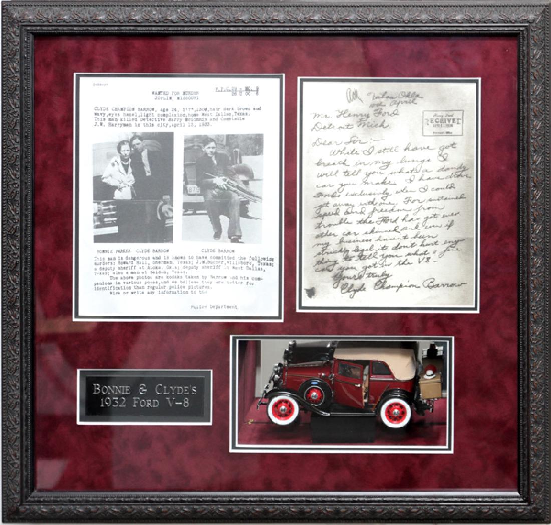 Bonnie & Clyde Framed Replica Letter And Car