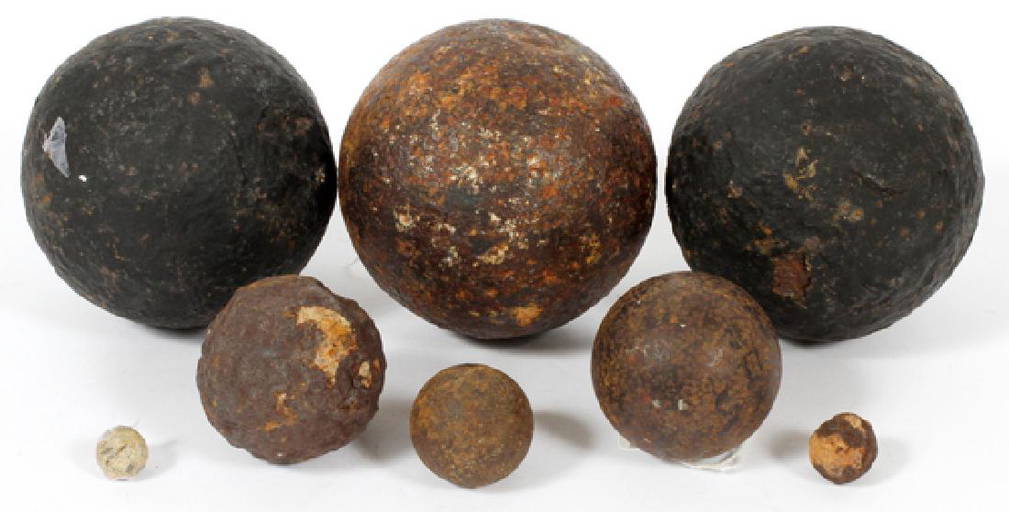 Antique Cannon Balls And Shot 8 Pieces