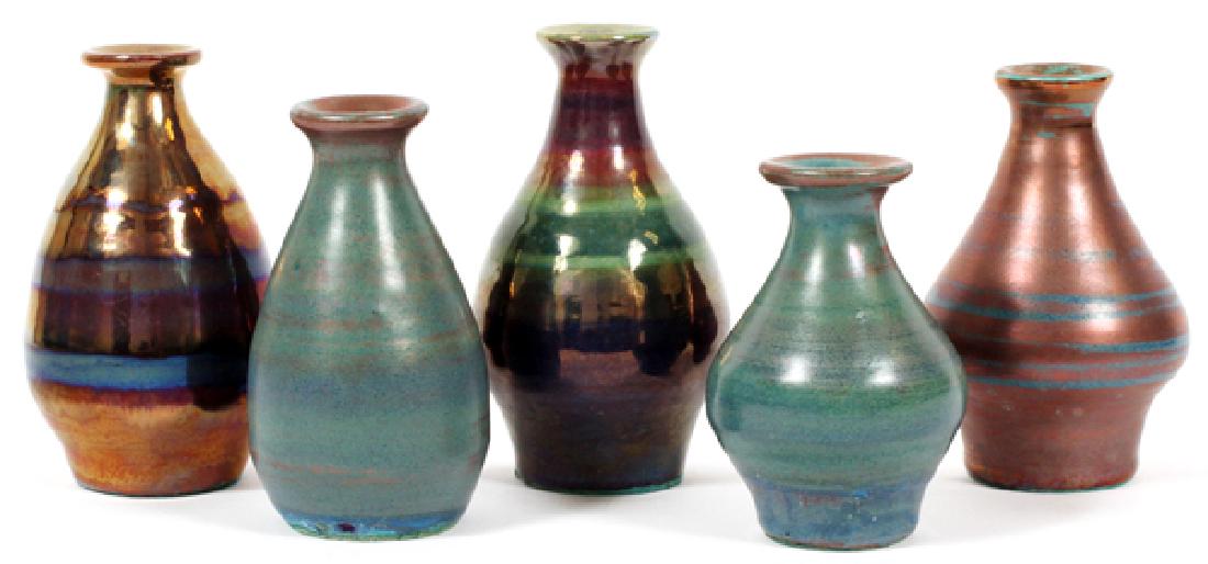 AURORA BOREALIS IRIDESCENT GLAZED POTTERY VASES