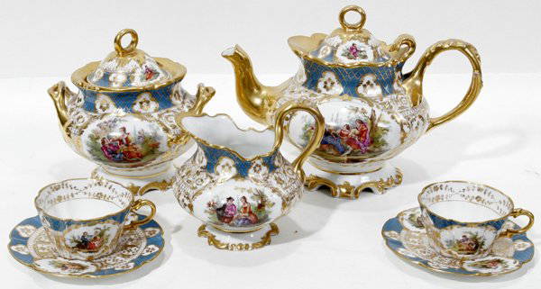 Dresden Porcelain Tea Set, C.1910, Seven Pcs