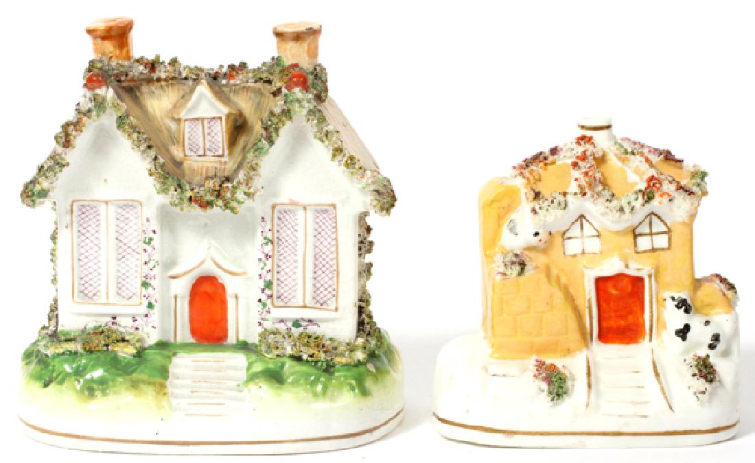 Staffordshire Pottery Cottages 19th C. 2 Pcs.