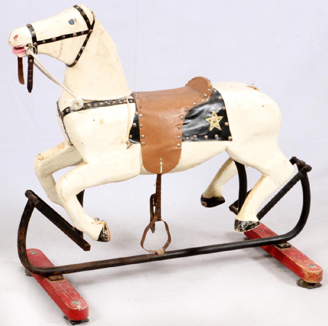 535: RUSSIAN STYLE CARVED WOOD SKELETON ROCKING CHAIR