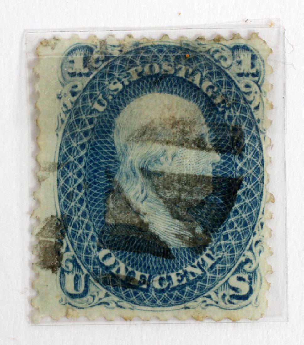 U.S. POSTAGE STAMP SCOTT #63 1 CENT BEN FRANKLIN