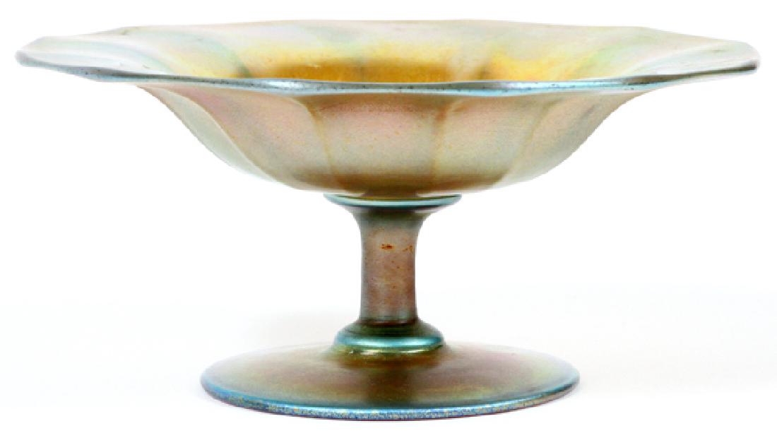 STEUBEN GOLD AURENE COMPOTE EARLY 20TH C.
