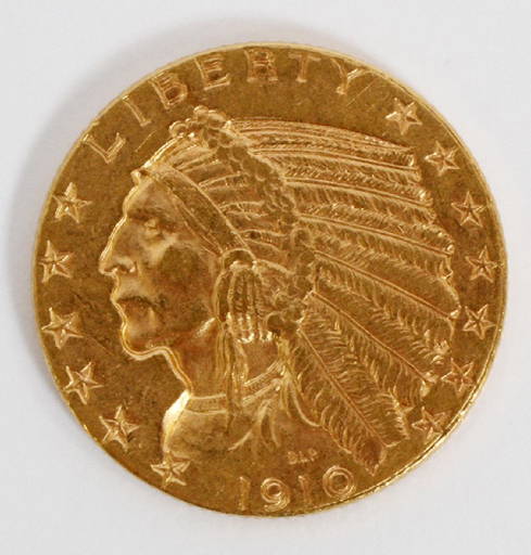 U.s. 1910 Blp $5 Gold Indian Head Coin