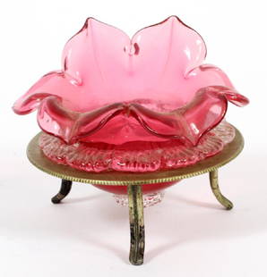 Victorian Chased Art Glass Open Salt