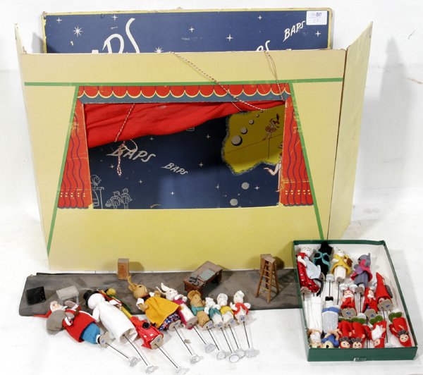 020339: BAPS PUPPET THEATRE W/PUPPETS, C.1950