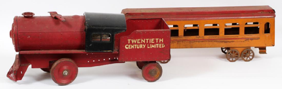 CHILD'S METAL TRAIN TOYS, TWO PIECES