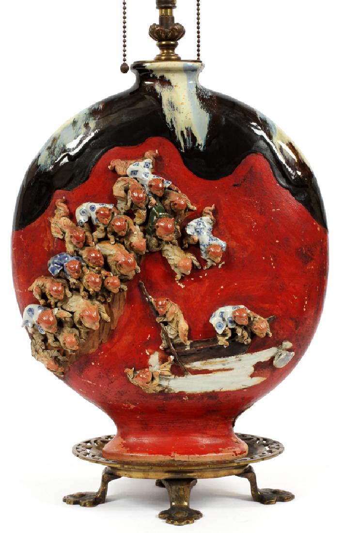 Sumida Gawa Japanese Pottery Table Lamp