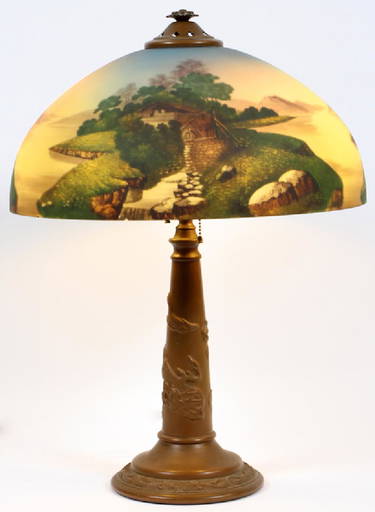 Phoenix Reverse Painted Glass Table Lamp