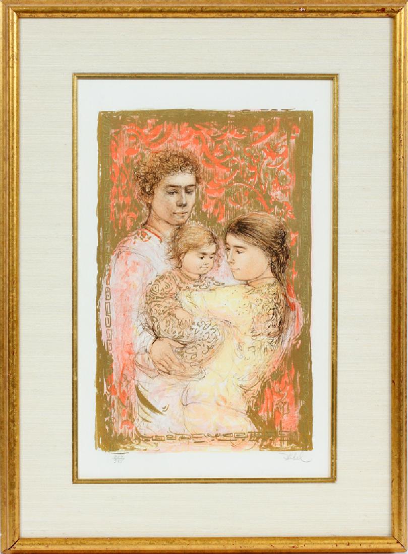EDNA HIBEL LITHOGRAPH 3 FIGURE FAMILY
