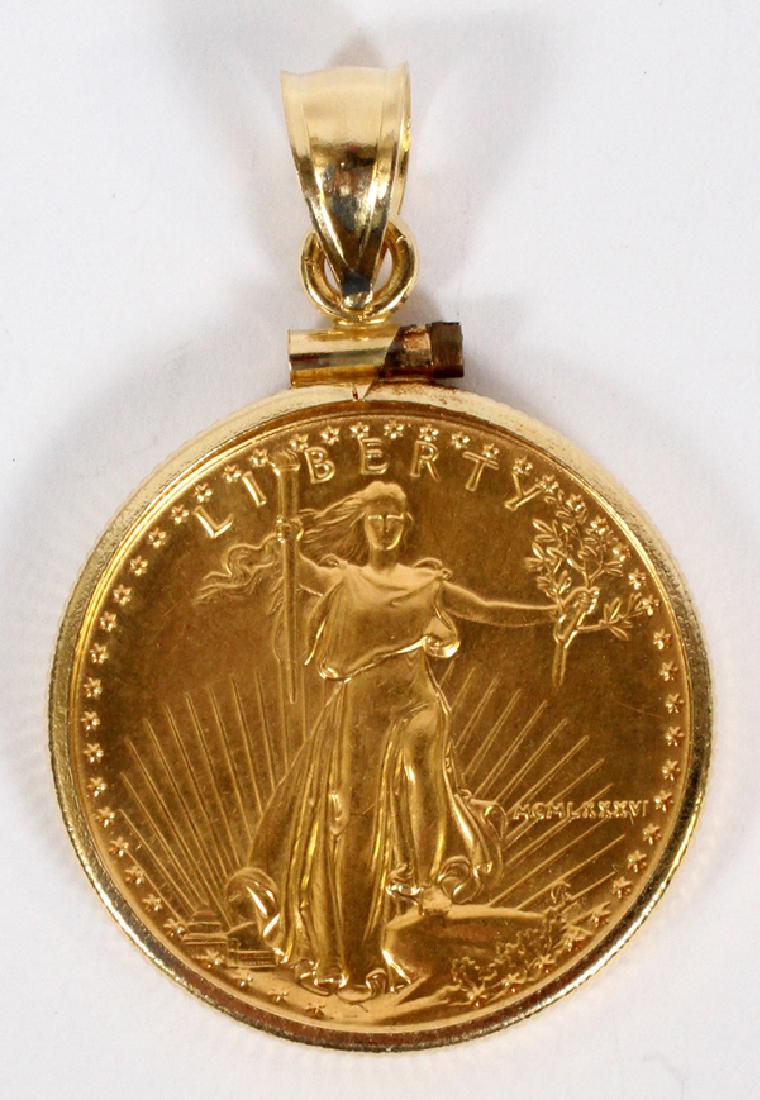 14K YELLOW GOLD COIN FRAME PENDANT