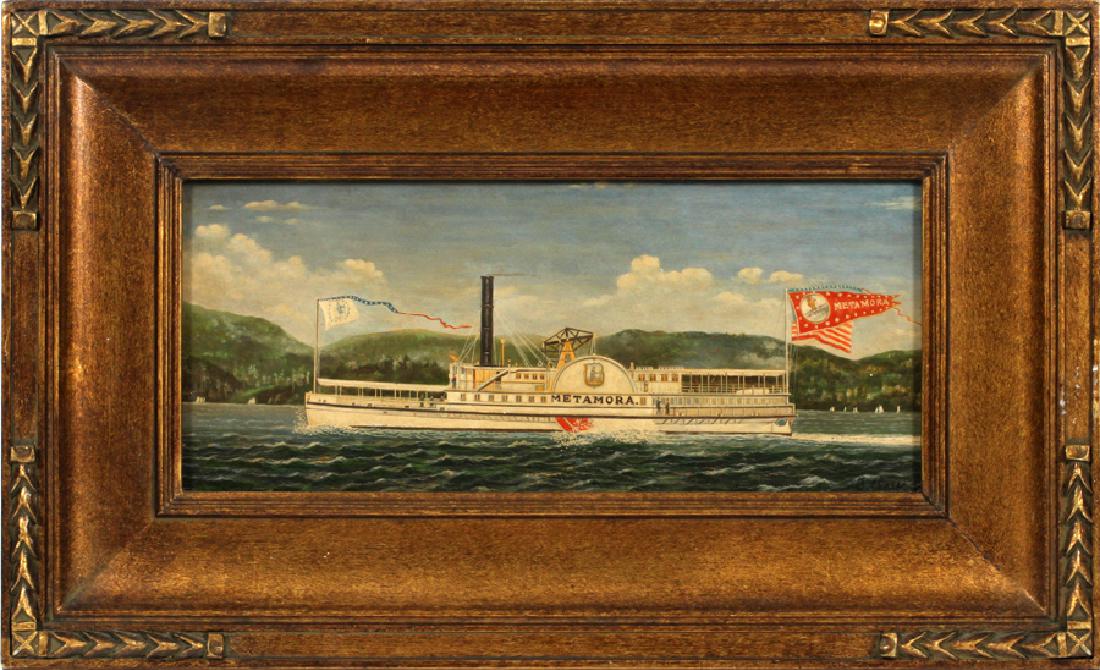 J. CLARK OIL PAINTING, SIGNED "METAMORA"