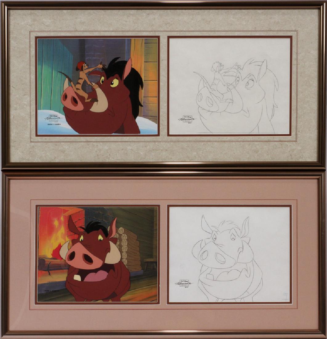 DISNEY ANIMATION CELLS AND DRAWINGS, 1995, 2 PCS.