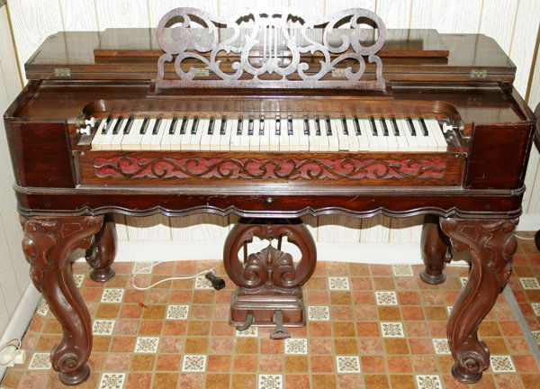 071221: C. PELOUBET CARVED ROSEWOOD MELODEON, C.1850