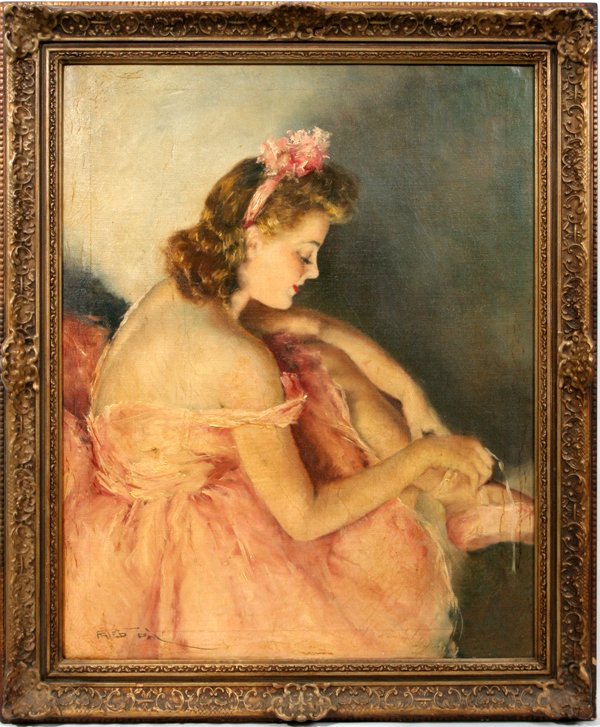 Pal Fried Oil On Canvas, Seated Ballerina