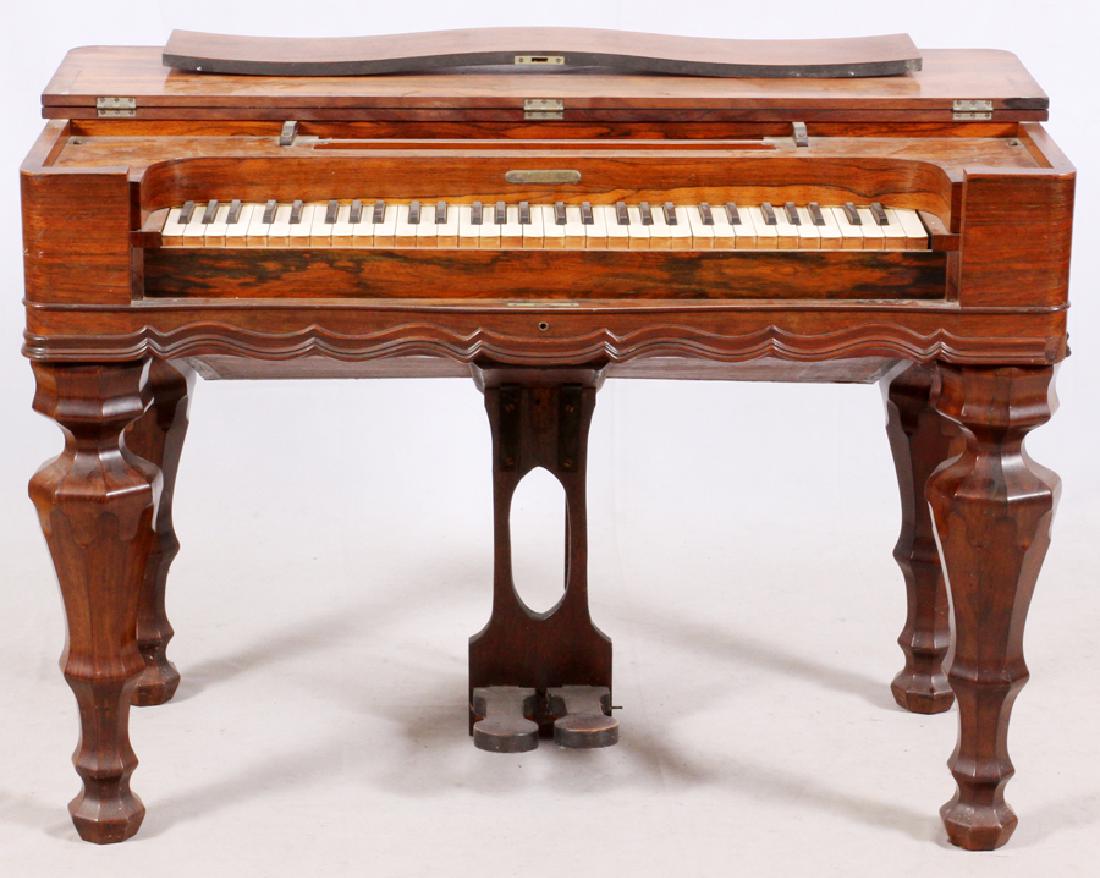 CARVED ROSEWOOD SPINET PUMP ORGAN, C1860