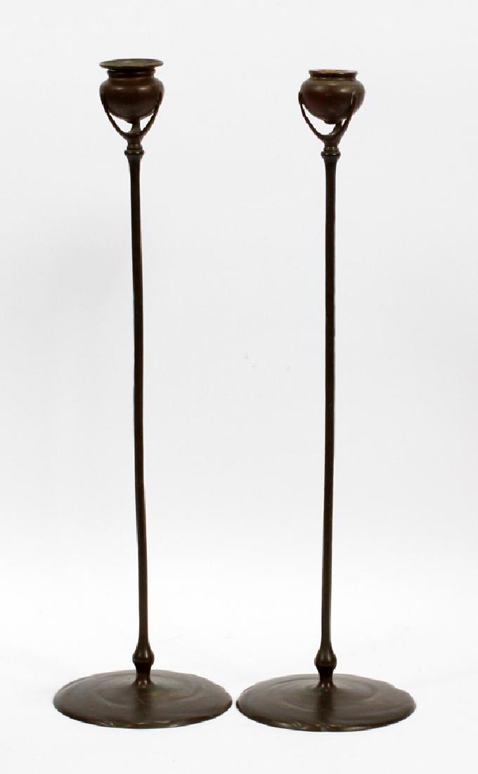 Tiffany Studios New York Bronze Candlesticks