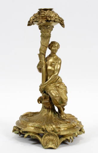 French Dore Bronze Candlestick Holder