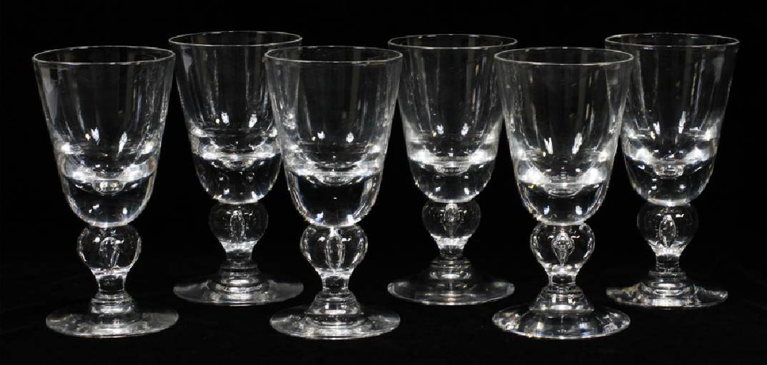 Steuben Hand Blown Crystal Goblets, Six
