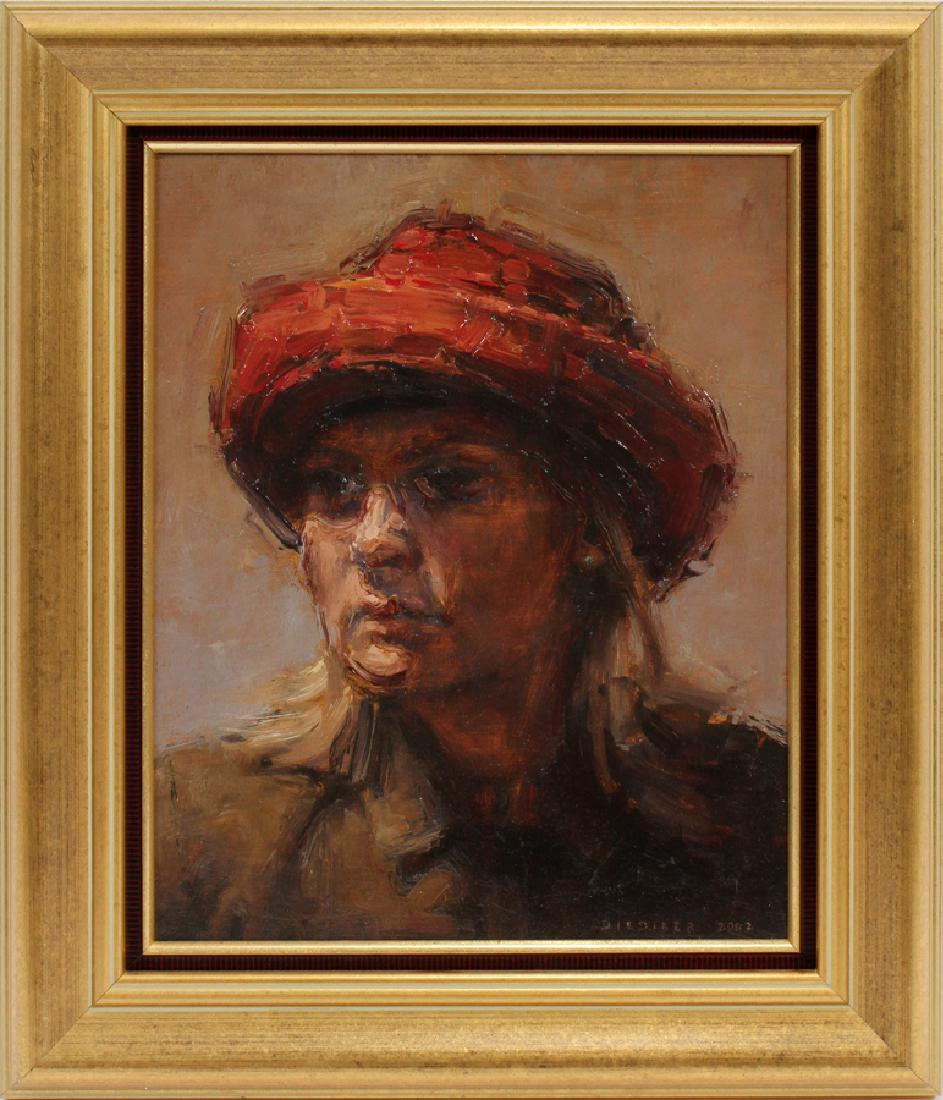 SEAN DIEDIKER, PORTRAIT OF A LADY ON WOOD PANEL
