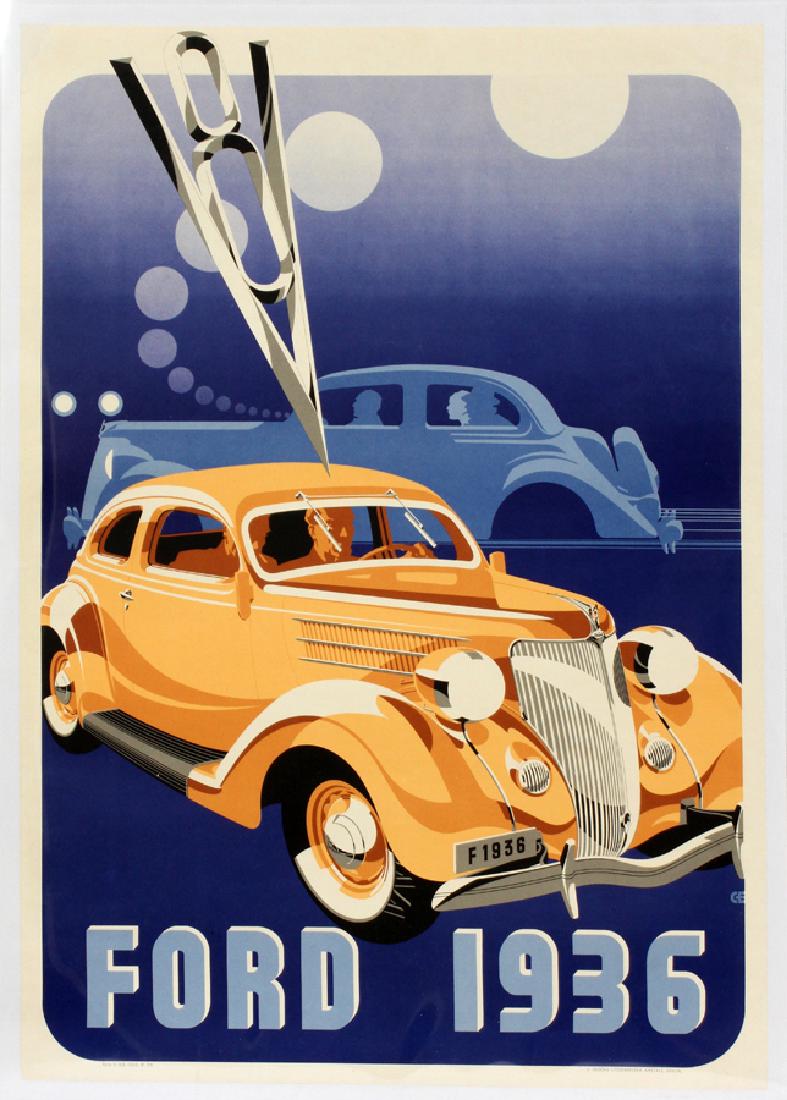 FORD V8 POSTER, 1936, H 28", W 39"