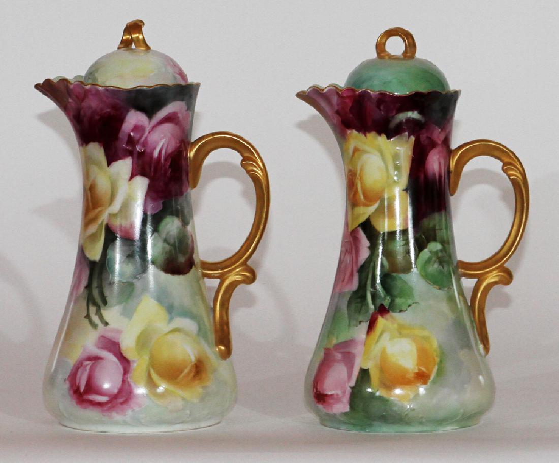 J.P. LIMOGES PORCELAIN PITCHERS, C1900, 2 PCS