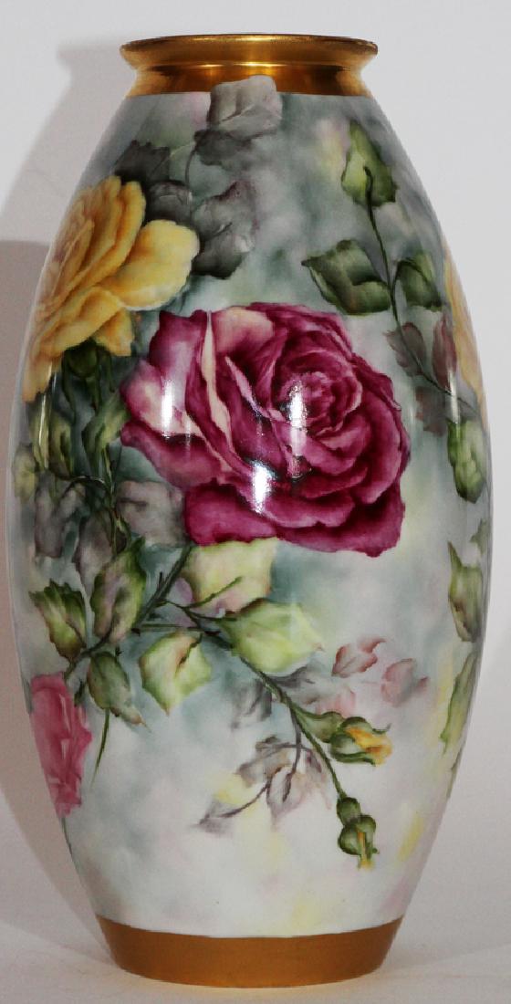 BELLEEK WILLETS, HAND PAINTED, PORCELAIN VASE