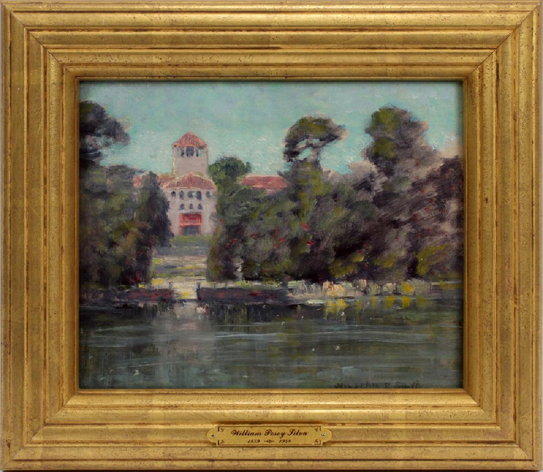 WILLIAM POSEY SILVA OIL ON BOARD "DELMONE HOTEL"