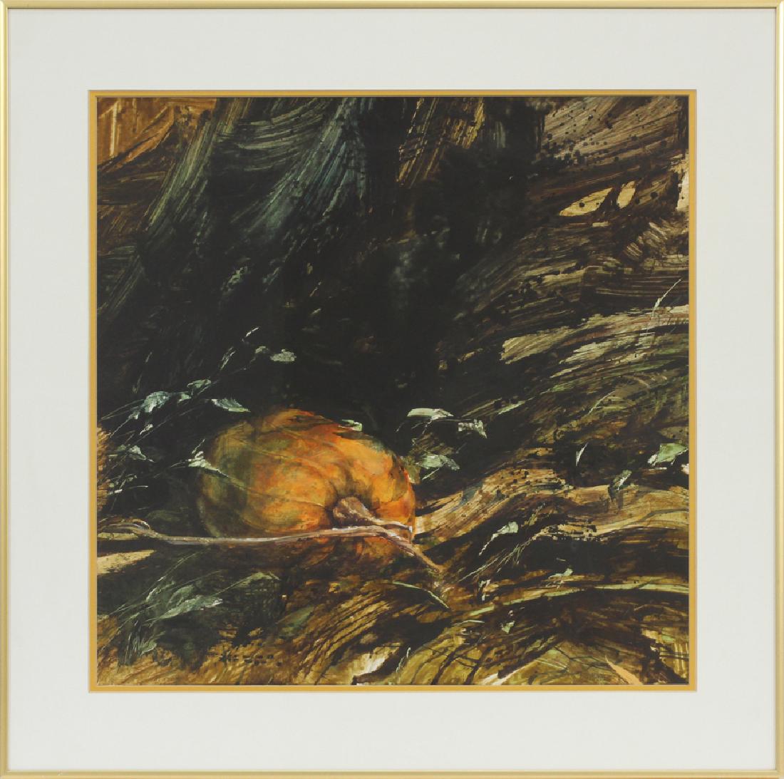 FRITZ MAYHEW, WATERCOLOR, H 22", W 22", "PUMPKIN"