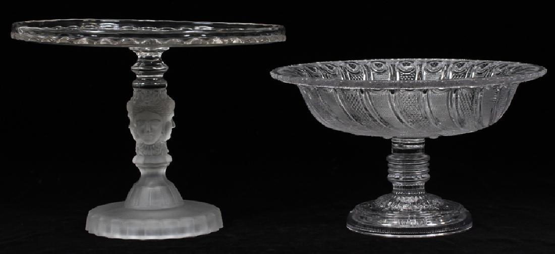 PRESSED GLASS COMPOTES, 2