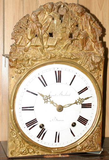 French Morbier Clock W/punched Brass Case