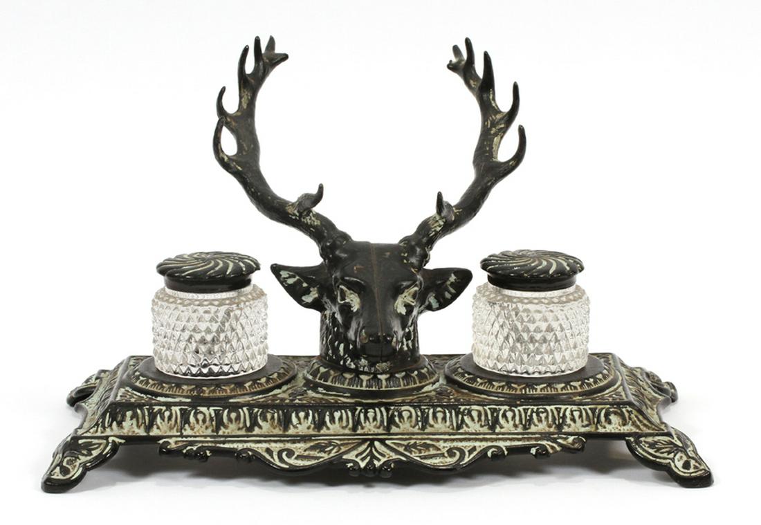 STAG HEAD CAST IRON DOUBLE INKWELL W 5" L 10" - Aug 16, 2019 ...