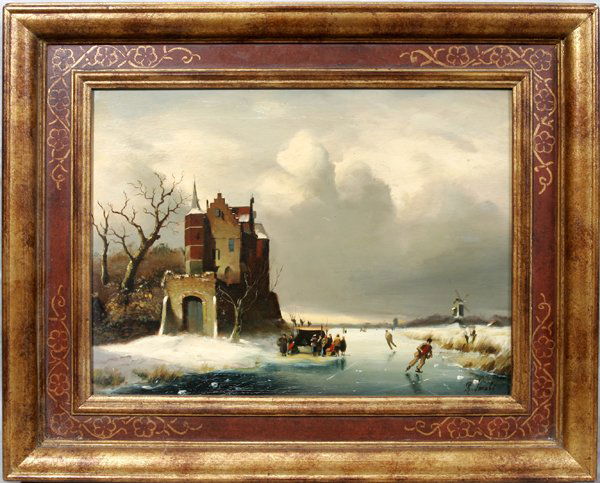 012126: R. JACOBI OIL ON BOARD, ICE SKATING SCENE - Jan 20, 2008 ...