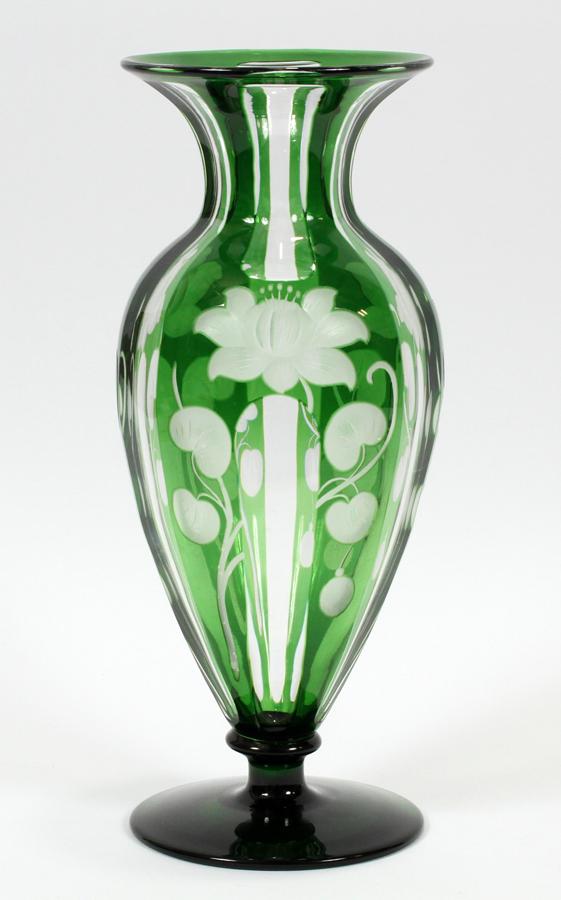 LIBBEY GREEN CUT TO CLEAR GLASS VASE C. 1920 - Dec 14, 2019 ...