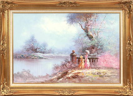 Marie Charlot Oil On Canvas, River Ladies