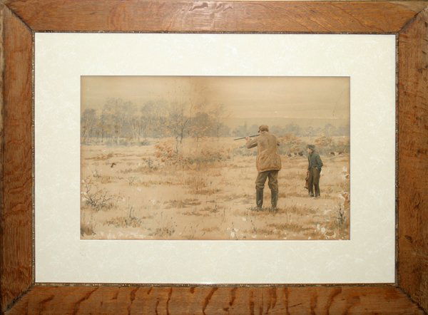 112035: A.B. FROST COLORED PRINT RABBIT HUNTING SCENE