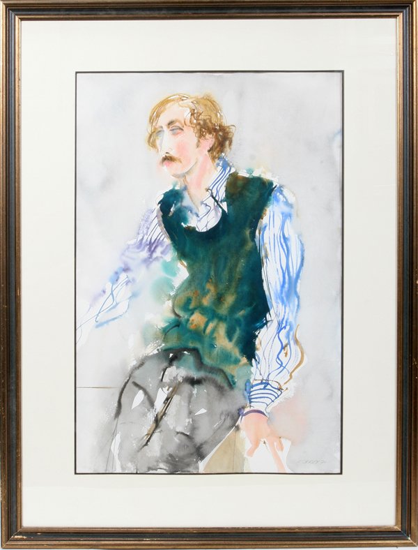112072: RICHARD JERZY WATERCOLOR 'MALE FIGURE'