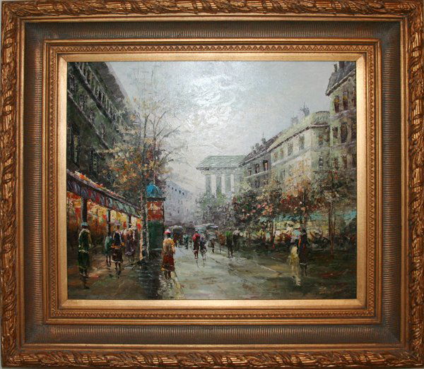 112189: LIN HAN OIL ON CANVAS PARIS STREET SCENE
