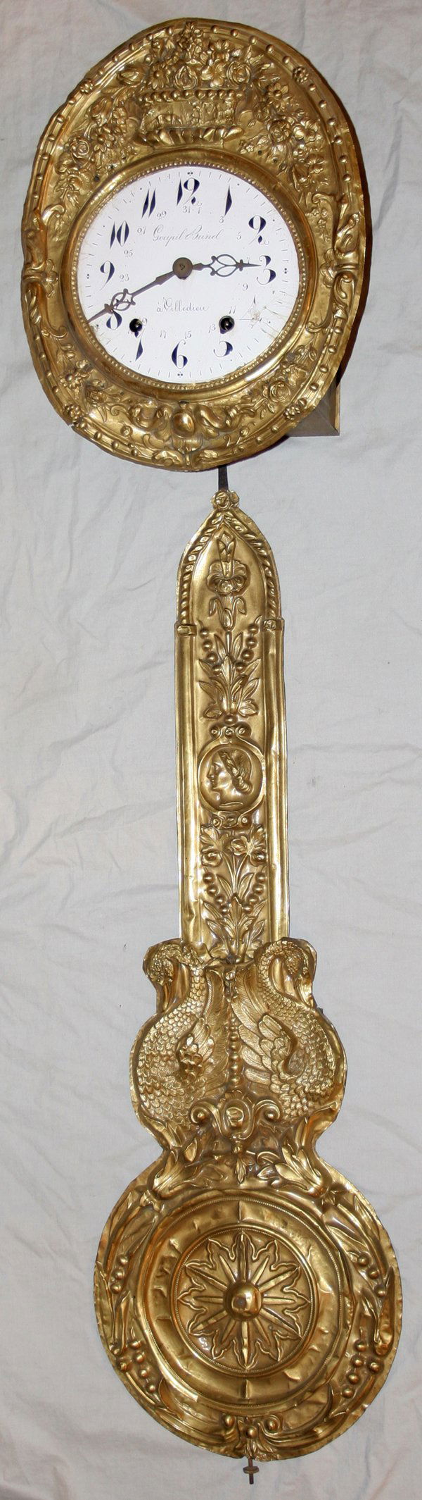 022273: FRENCH MORBIER CLOCK, WAG-ON-THE-WALL CLOCK