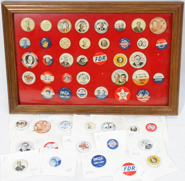 032482: POLITICAL & CAMPAIGN PINS TEDDY ROOSEVELT, FDR