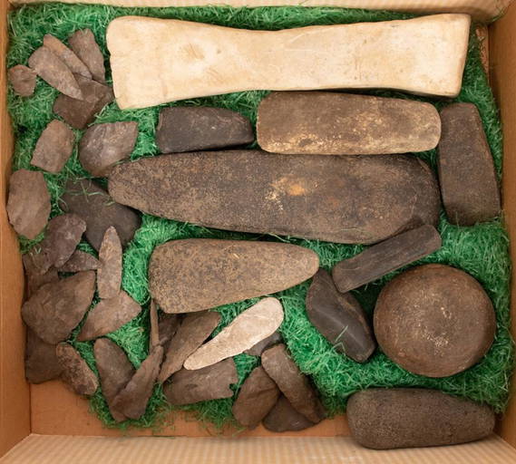 Native American Stone Axe Heads, Arrow Heads And