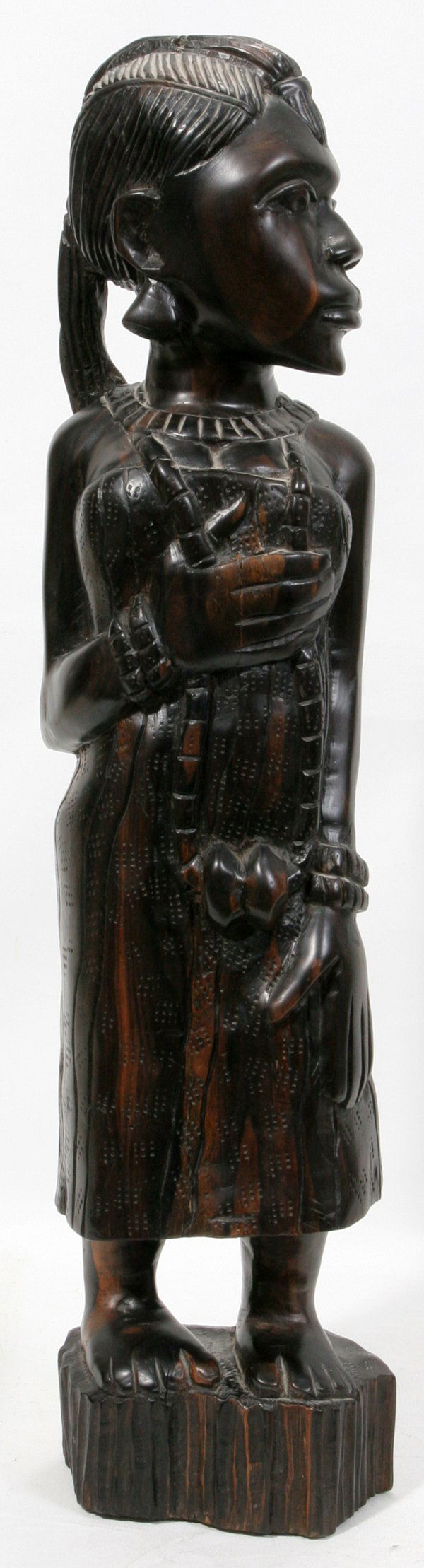 050145: AFRICAN CARVED EBONY FEMALE FIGURE EARLY 20TH C